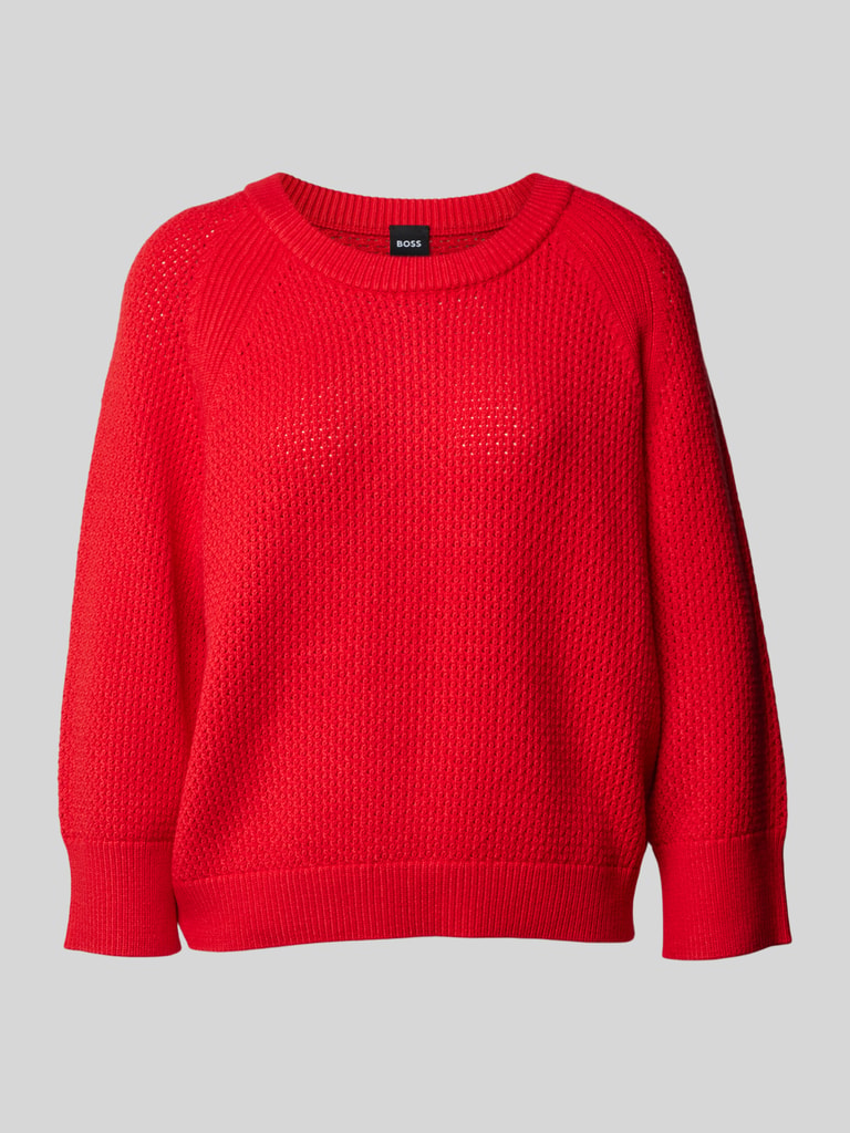 BOSS Strickpullover mit Lochmuster Modell 'Feronera' (rot) online kaufen