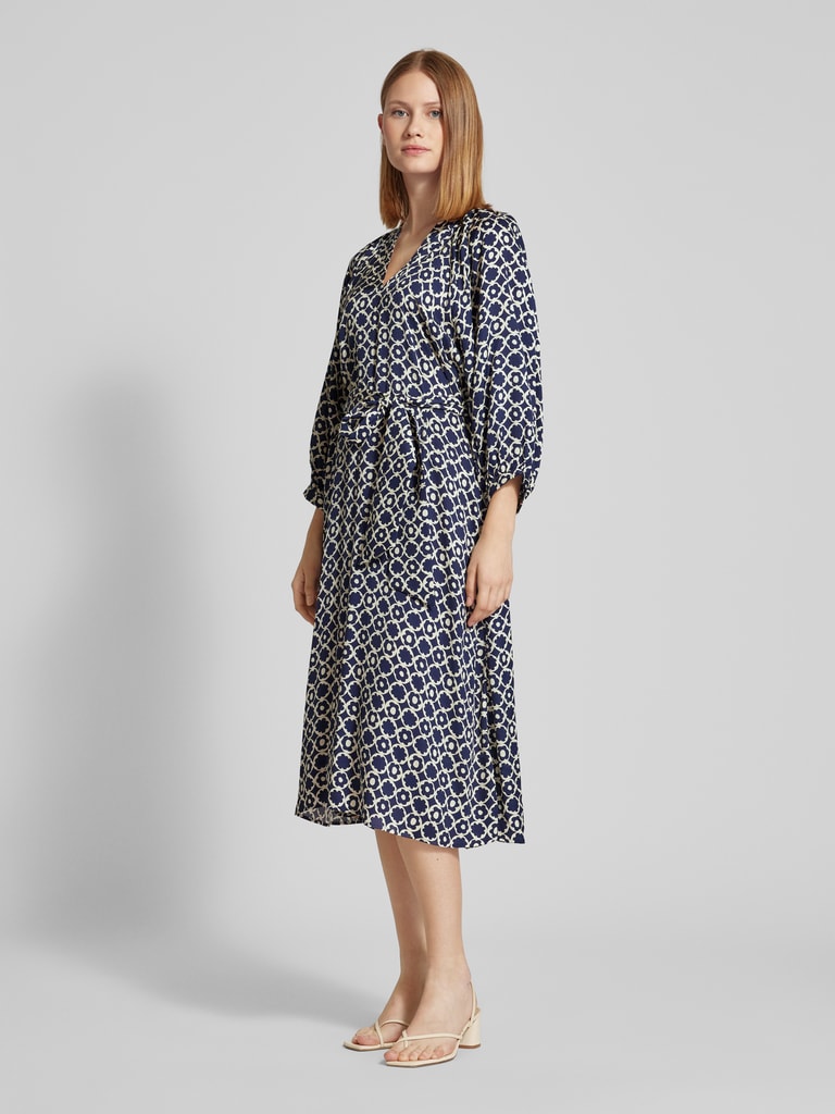 Seidensticker Midi-jurk met strikceintuur in marineblauw online kopen | P&C