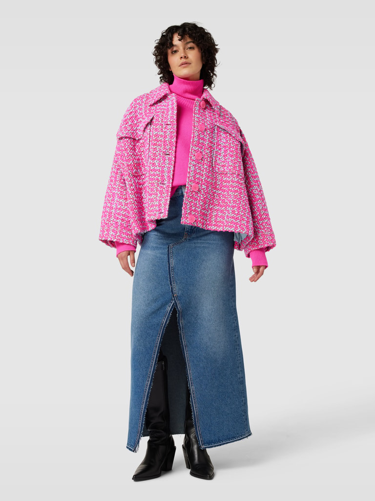 Essentiel Oversized jack met structuurmotief in felroze online kopen | P&C