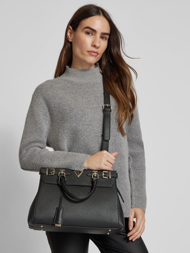Guess Satchel mit Label-Applikation Modell 'ALI' (black) online kaufen