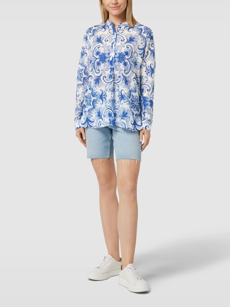 0039 Italy Bluse mit Allover-Muster Modell 'Janice New' (blau) online ...