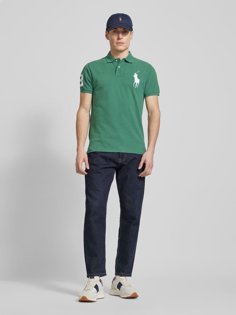 Polo Ralph Lauren Regular fit poloshirt met labelstitching in groen ...