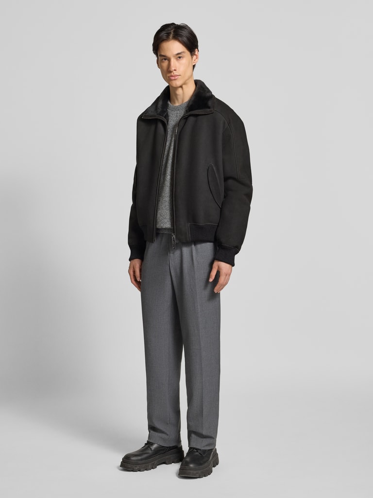 Emporio Armani Lederjacke mit Zweiwege-Reißverschluss (black) online kaufen