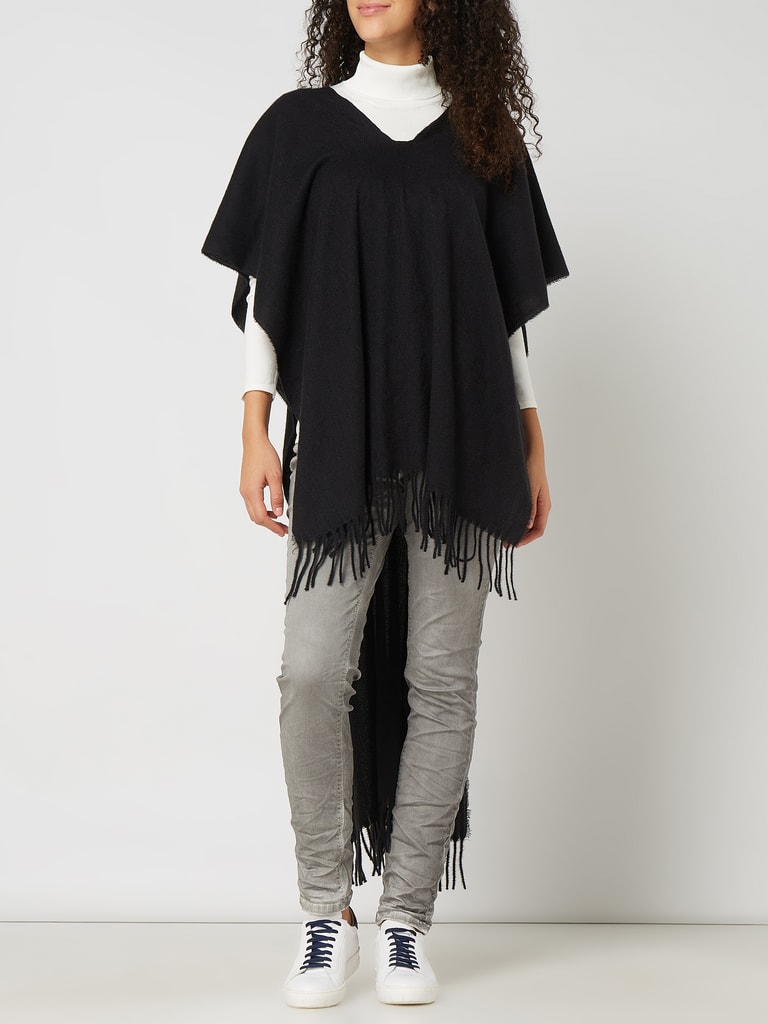 ICHI Poncho mit Fransen Modell 'Josie' (black) online kaufen