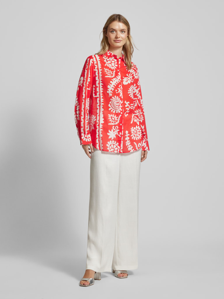 MANGO Bluse mit durchgehender Knopfleiste Modell 'NEMO' (rot) online kaufen