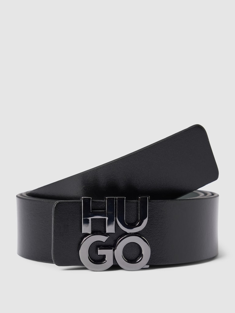 HUGO Leren riem met pinsluiting in metallic in zwart online kopen | P&C