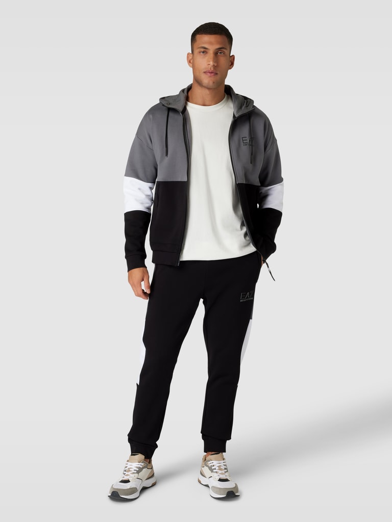 EA7 Emporio Armani Trainingspak in colour-blocking-design in zwart ...
