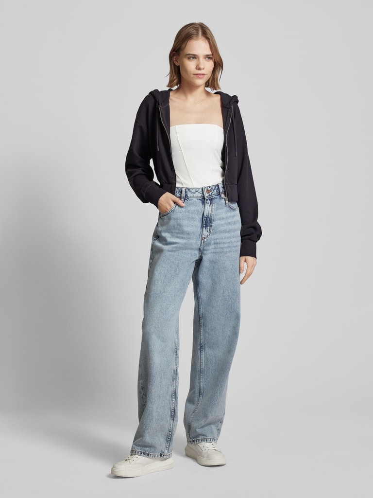 Hugo Blue Cropped Sweatjacke Modell 'Daneti' (black) online kaufen