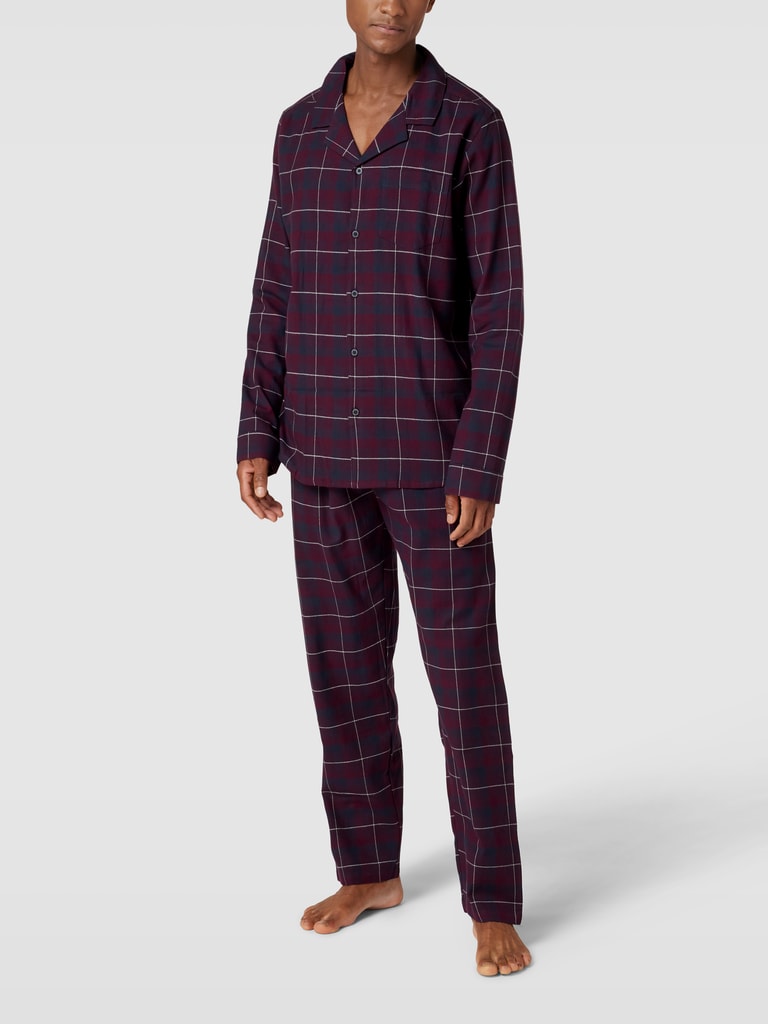 Schiesser Pyjama mit Karomuster Modell 'Warming' (dunkelrot) online kaufen