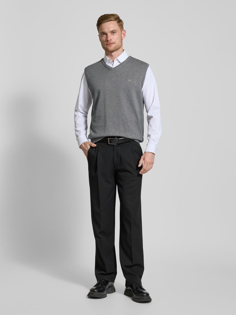 Fynch-Hatton Pullunder mit Logo-Stitching (mittelgrau) online kaufen