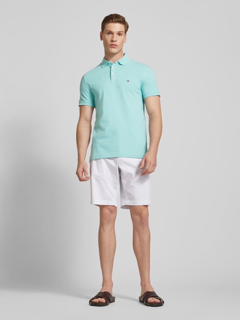 Tommy Hilfiger Slim Fit Poloshirt mit Label-Stitching (helltuerkis ...