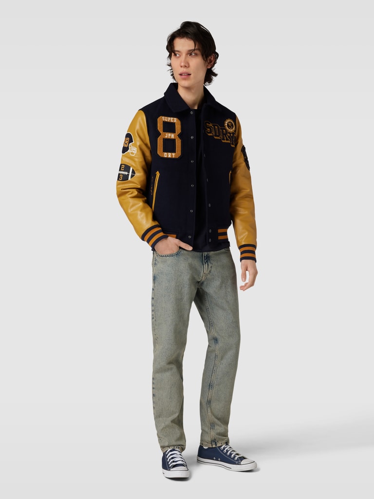 Superdry College-Jacke mit Label-Patches (dunkelblau) online kaufen