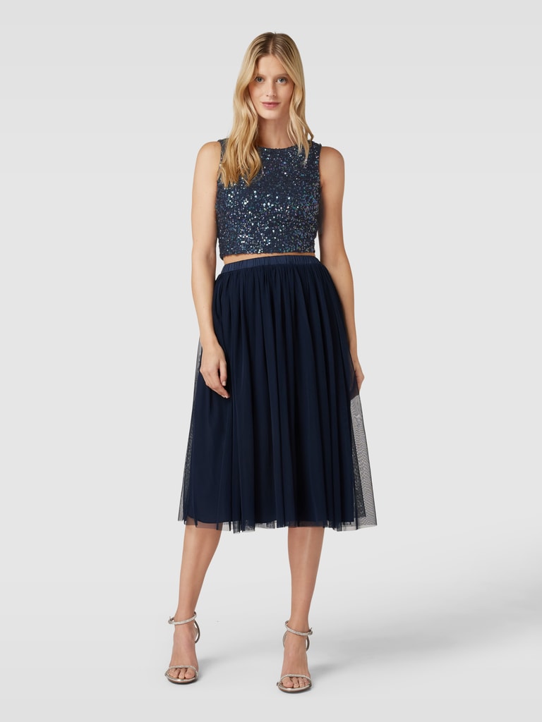 Jake*s Cocktail Crop Top mit Paillettenbesatz (dunkelblau melange ...