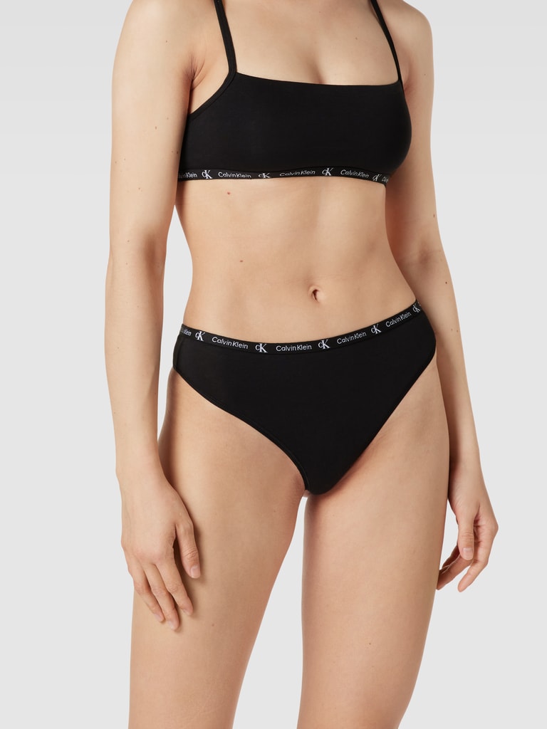 Calvin Klein Underwear String im unifarbenen Design Modell 'MODERN THONG' im 2er-Pack (black ...