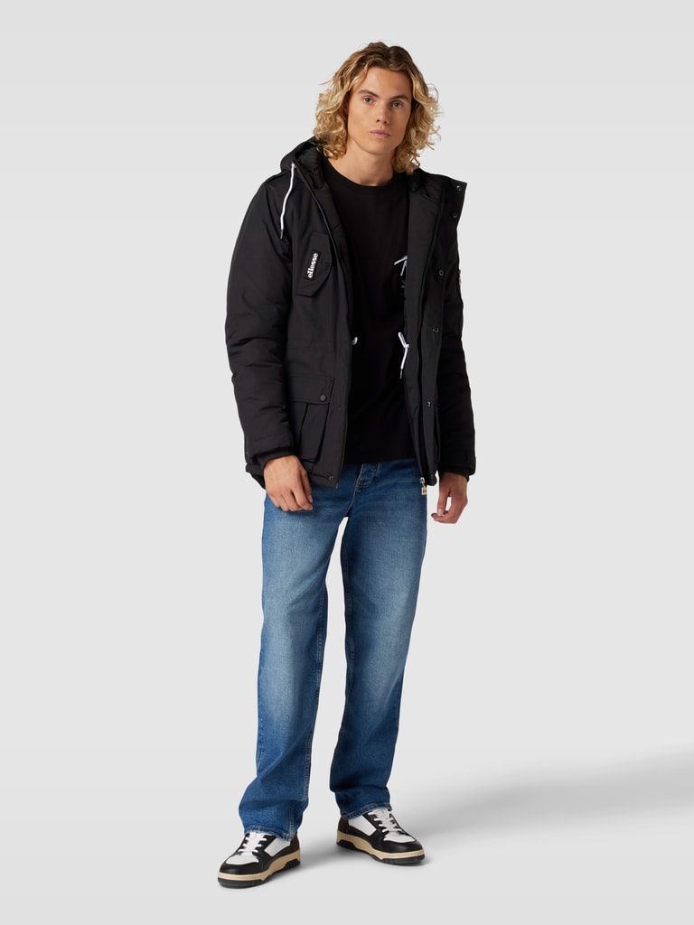 Ellesse Gewatteerd jack met labelstitching, model 'BLIZ' in zwart ...