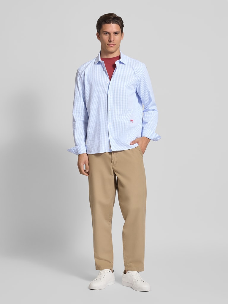 POMPEII BRAND Relaxed Fit Freizeithemd mit Strukturmuster (hellblau ...