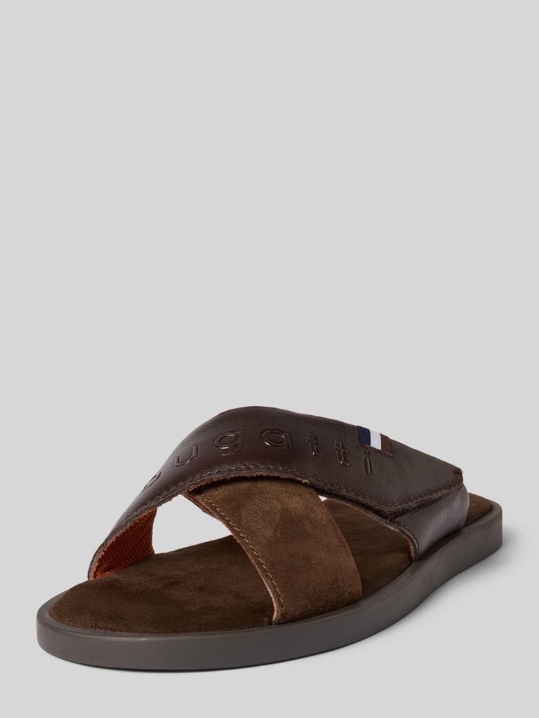 bugatti Lederslides mit Label-Schriftzug Modell 'Derek' (cognac) online ...