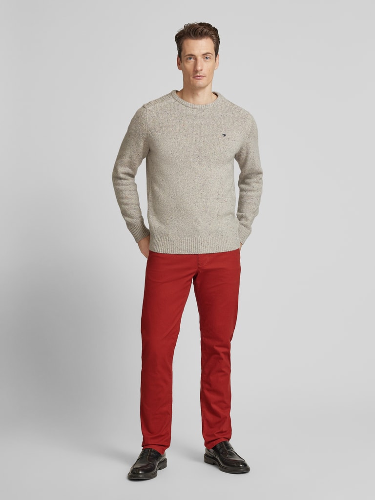 Christian Berg Men Straight leg chino met structuurmotief in rood ...