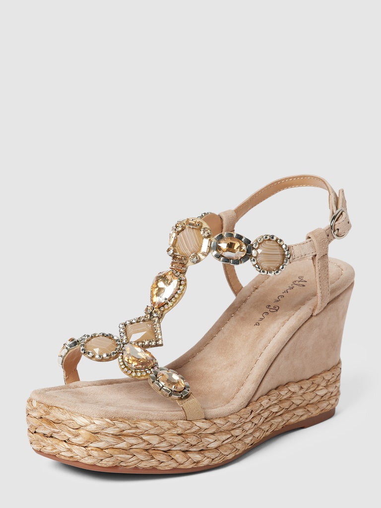 ALMA EN PENA Wedges van leer met siersteentjes in beige online kopen | P&C