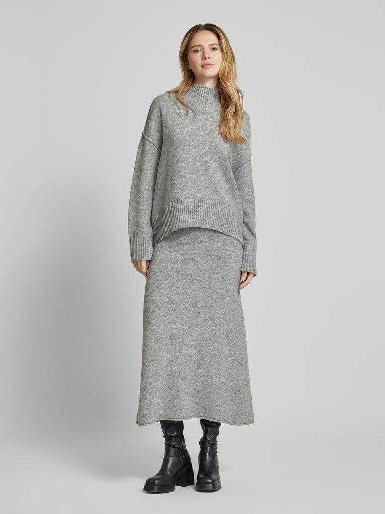 Oui Oversized Strickpullover mit Stehkragen (hellgrau melange) online ...