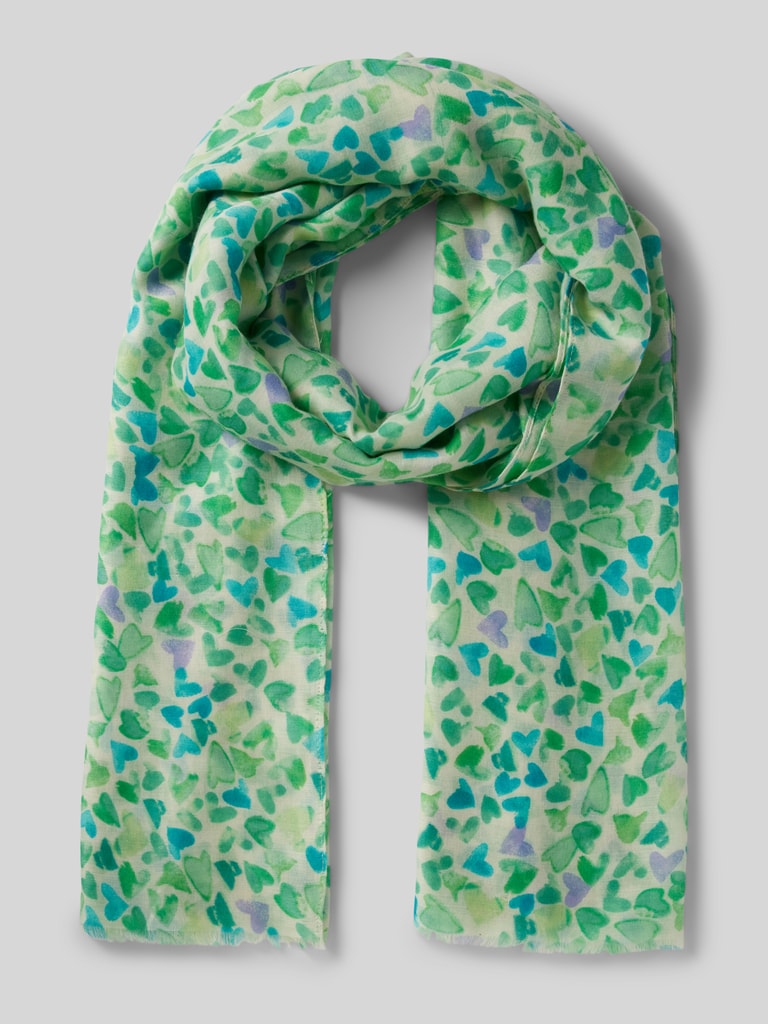 Kurt Beines Sjaal met all-over motief, model 'Mini Hearts' in groen ...