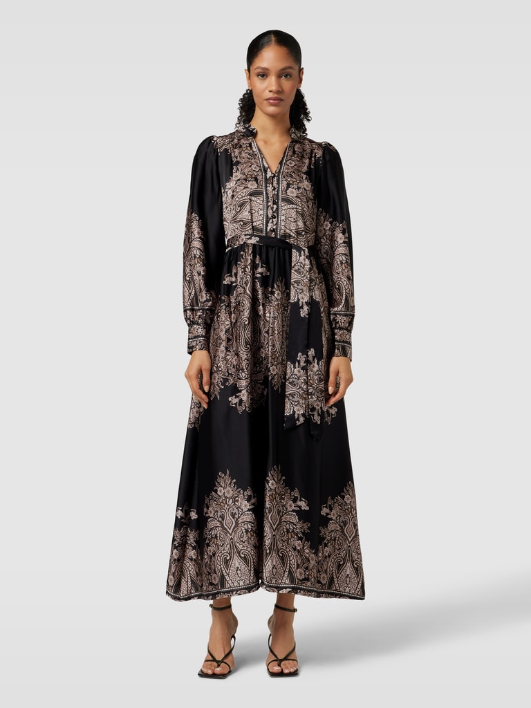 Neo Noir Maxikleid mit Bindegürtel Modell 'Nova' (black) online kaufen