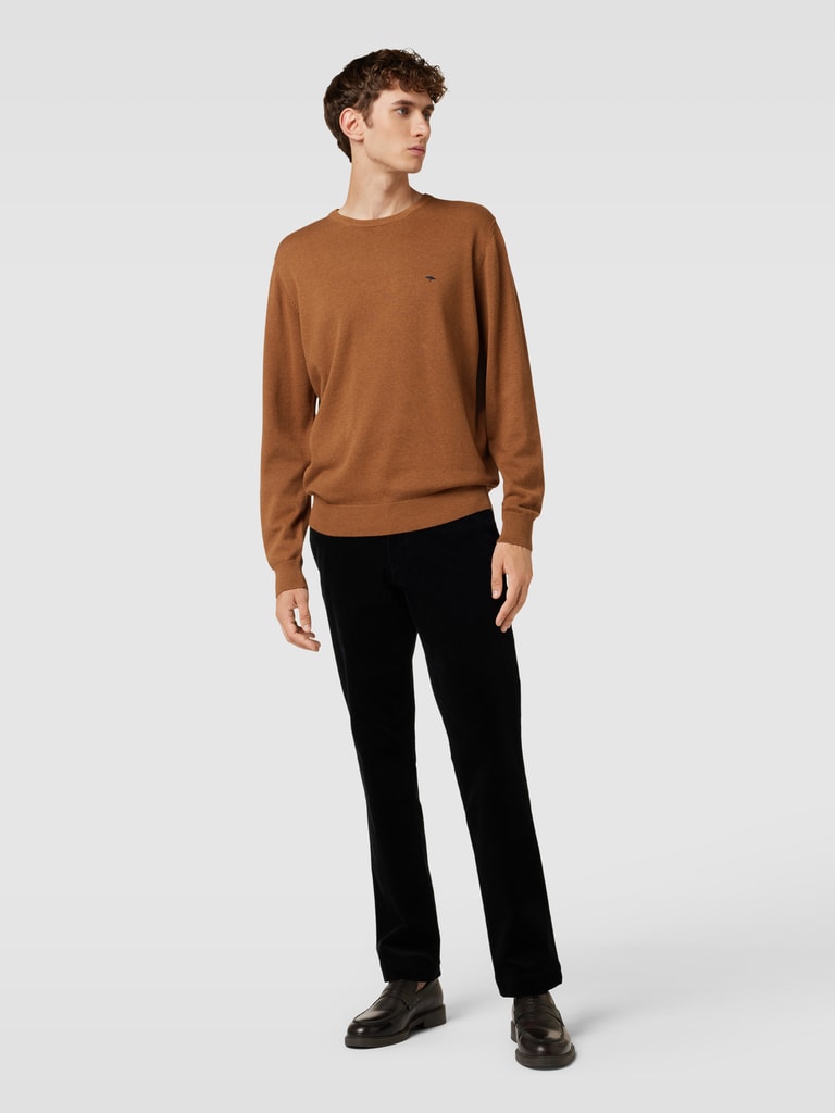 Fynch-Hatton Strickpullover mit Label-Stitching (hazel melange) online ...