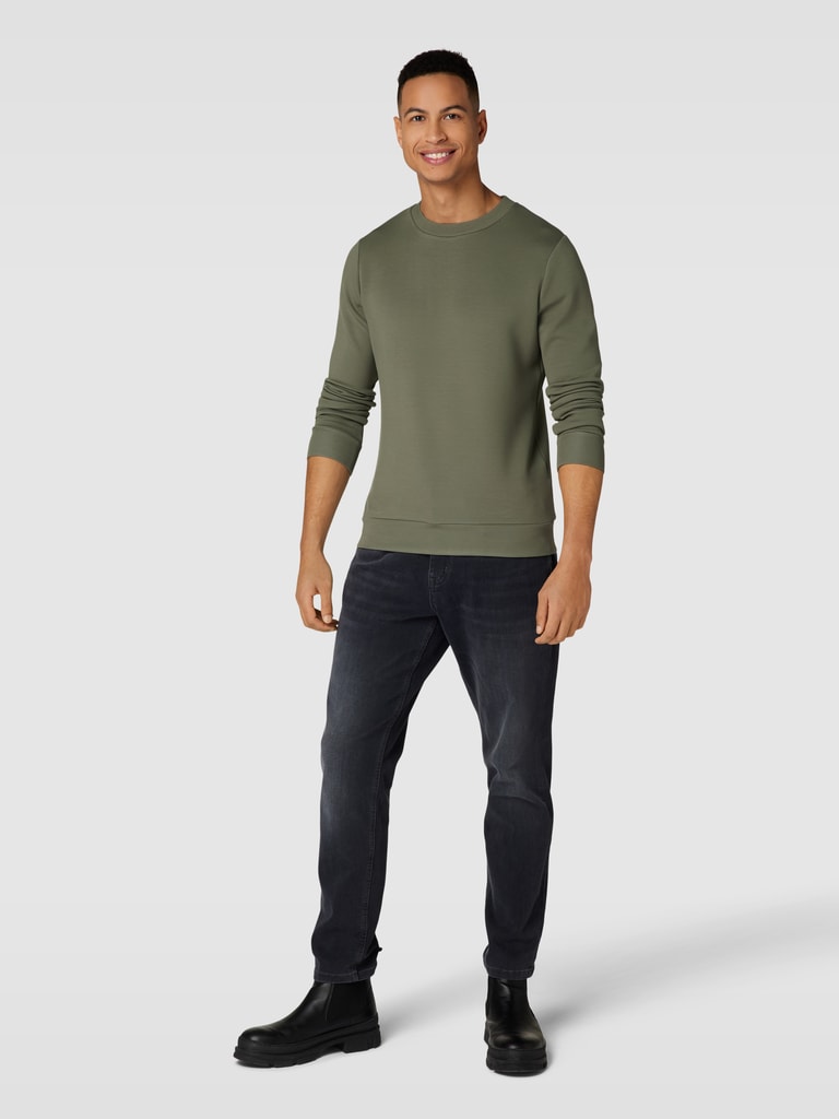 MOS MOSH Sweatshirt mit Label-Stitching Modell 'Abel' (khaki) online kaufen