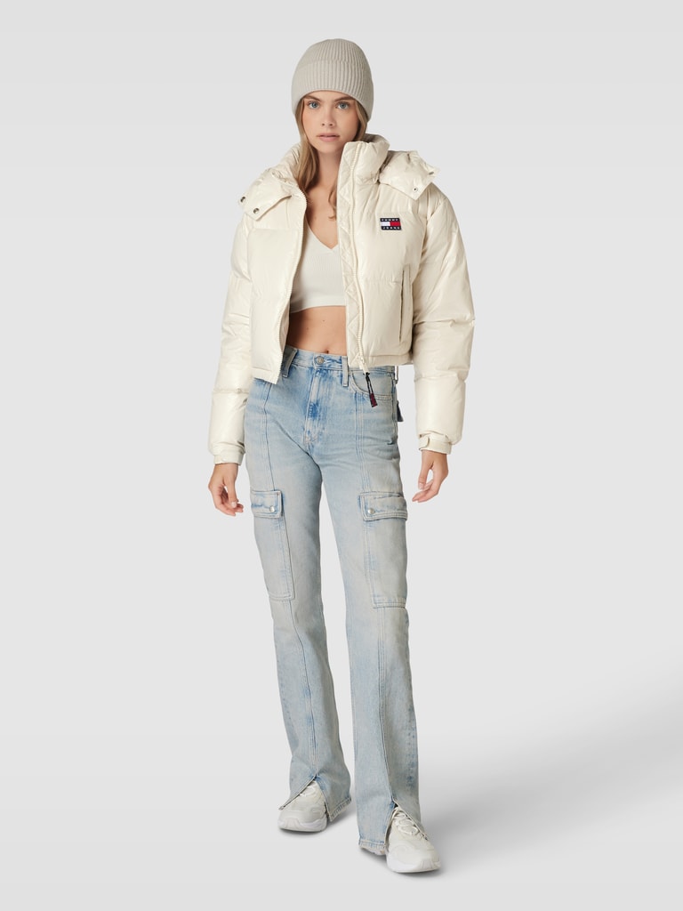 Tommy Jeans Kort donsjack met capuchon, model 'ALASKA' in ecru online kopen | P&C