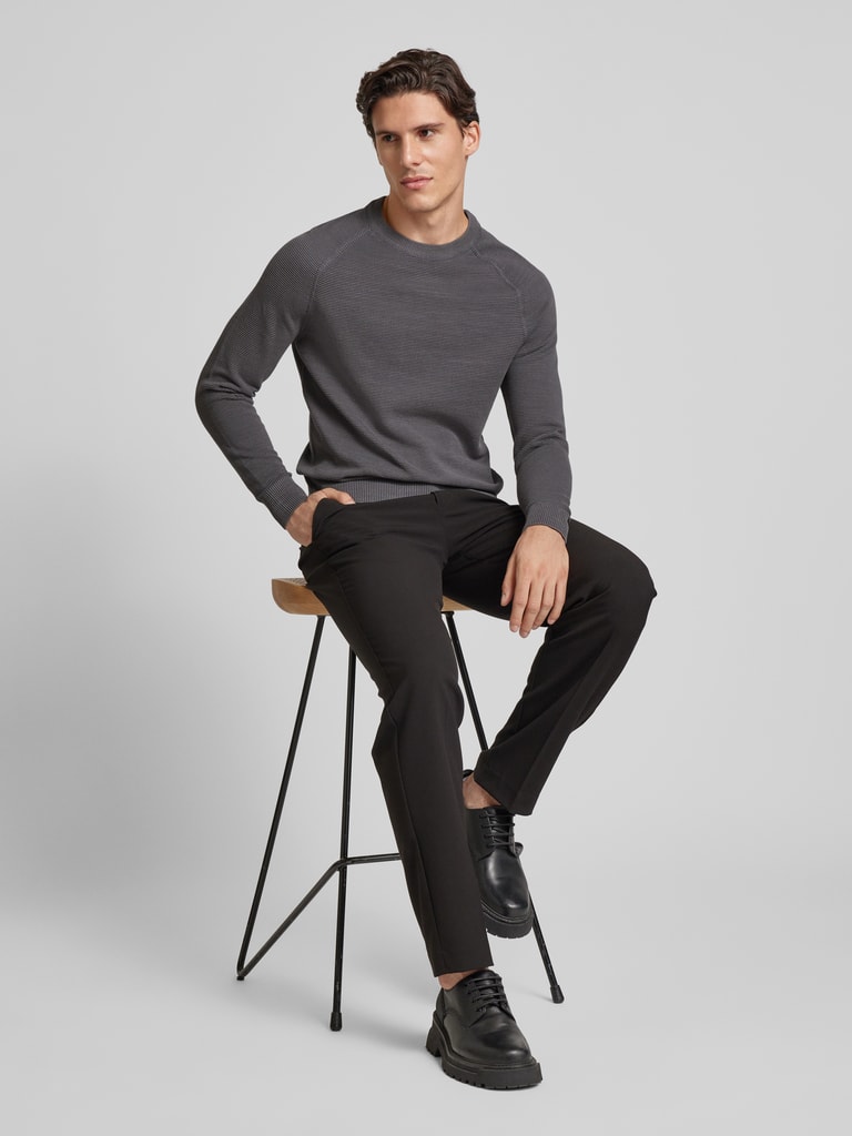 Marc O'Polo Strickpullover mit gerippten Abschlüssen (anthrazit) online ...