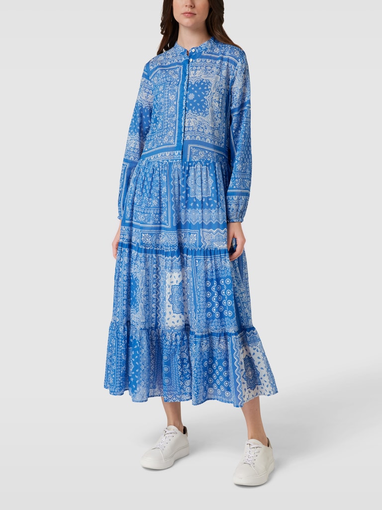 0039 Italy Midikleid mit Allover-Muster Modell 'Mira' (blau) online kaufen
