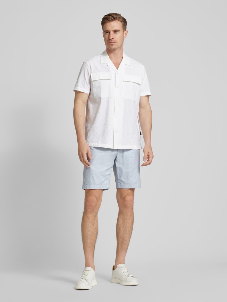 Marc O'Polo Regular fit bermuda met structuurmotief in lichtblauw ...