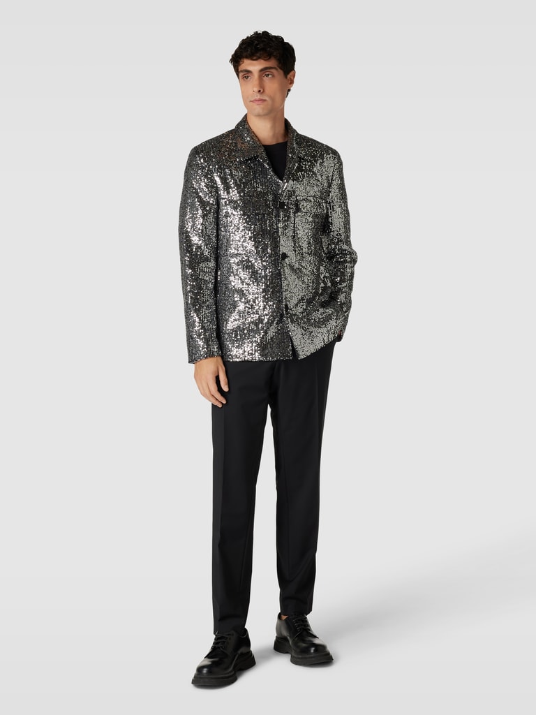 HUGO Hemdjacke mit Paillettenbesatz (silber) online kaufen