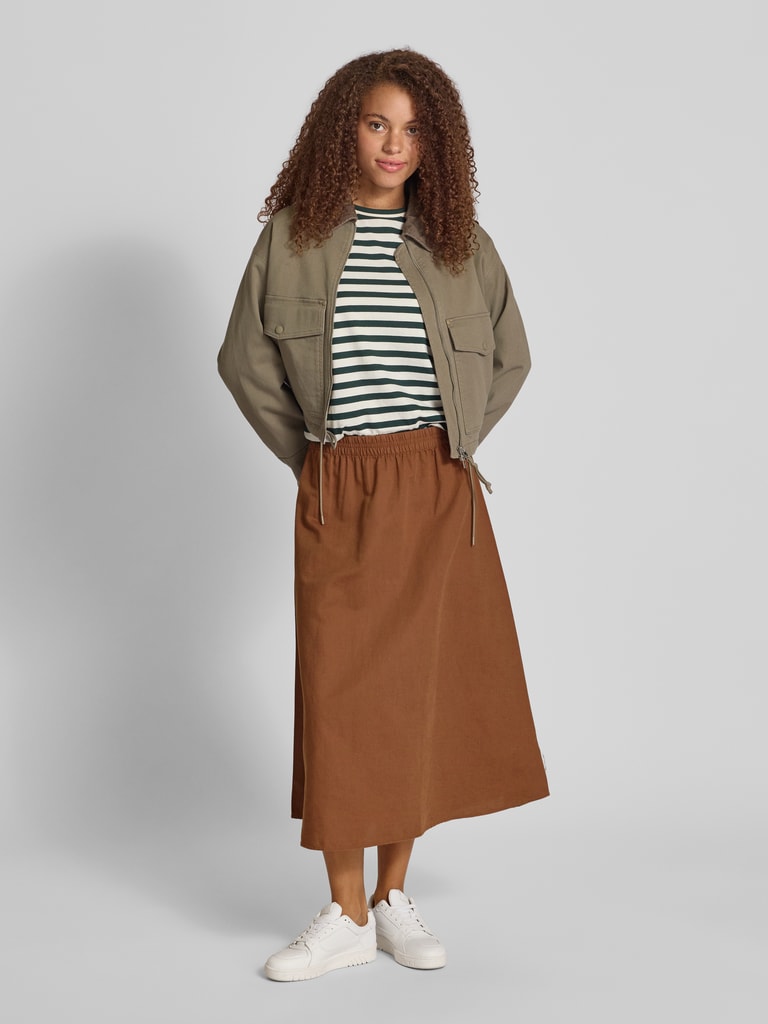 Marc O'Polo Denim Linnen rok met elastische band in middenbruin online ...