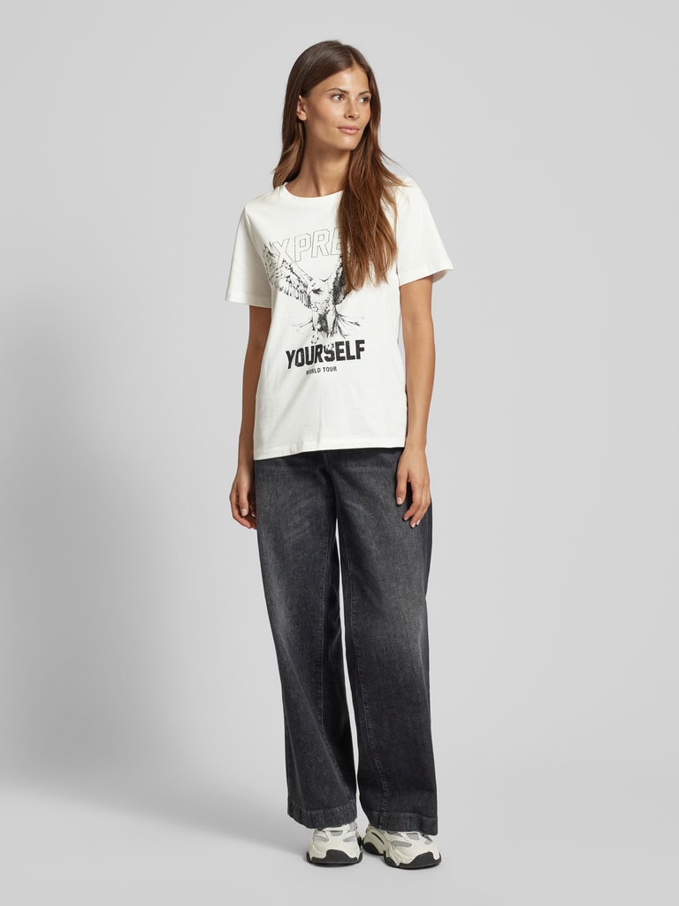 ICHI T-Shit mit Statement-Motiv-Print Modell 'OSSI' (weiss) online kaufen