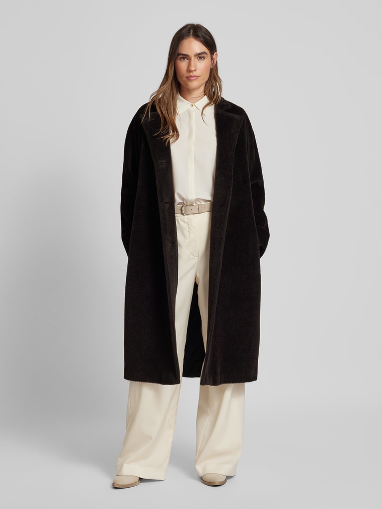 Marella Mantel aus Alpaka-Schurwolle-Mix mit Bindegürtel (dunkelbraun ...