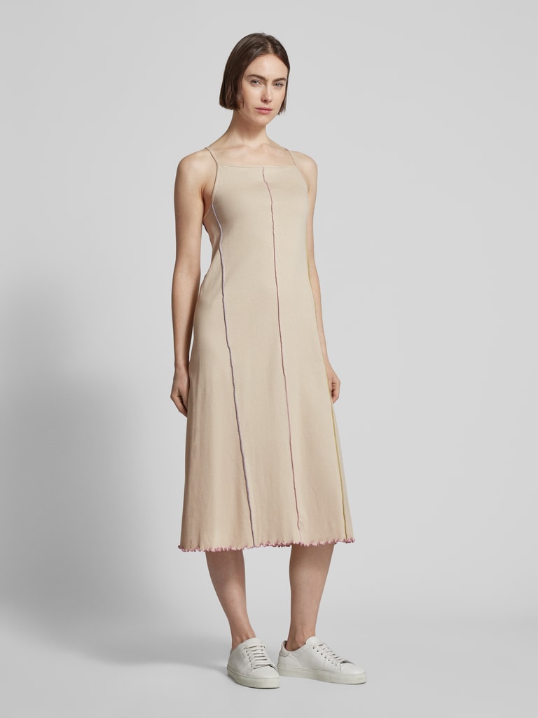 Mazine Midi-jurk met binnenstebuitennaden, model 'Holley' in offwhite ...