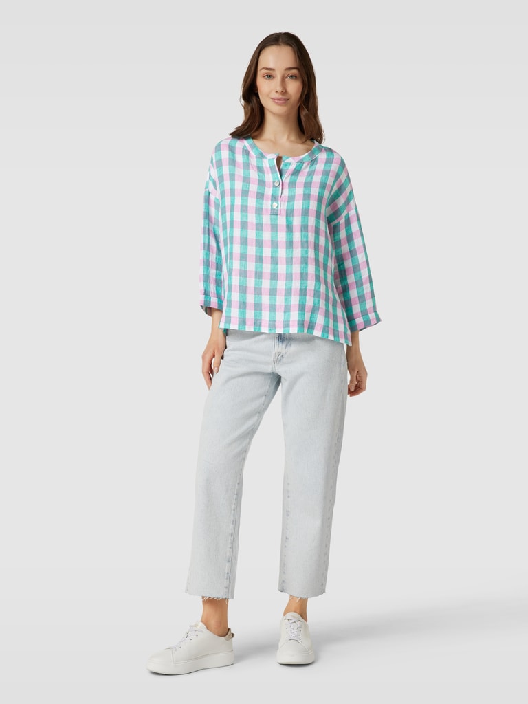 Christian Berg Woman Blusenshirt aus reinem Leinen mit Vichy-Karos ...