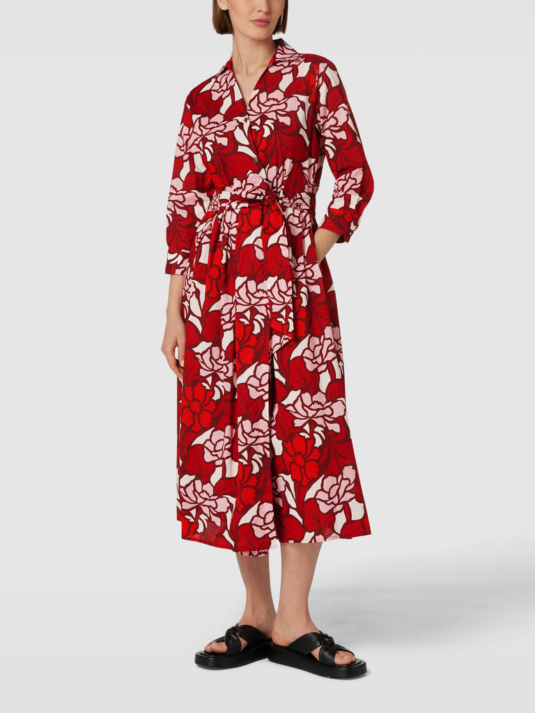 0039 Italy Hemdblusenkleid mit floralem Muster Modell 'Julene' (rot ...