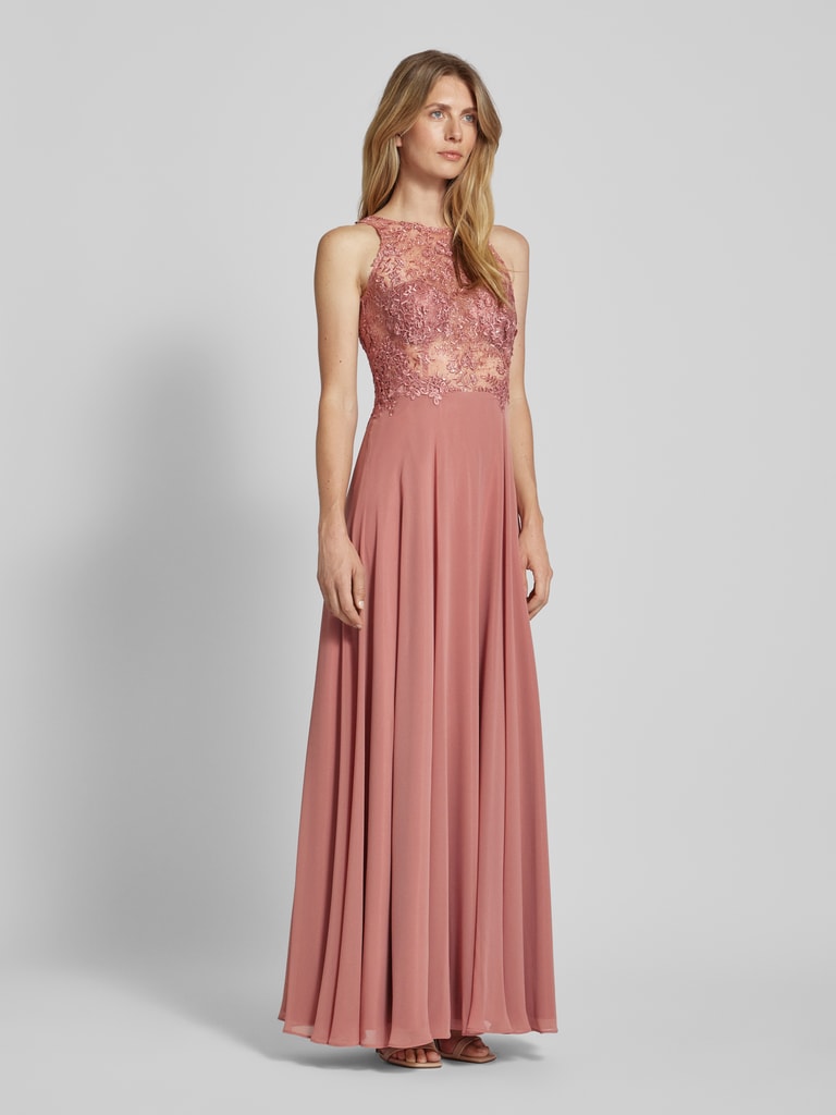 V.M. Abendkleid mit Spitzenbesatz (altrosa) online kaufen
