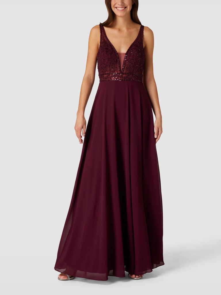 Laona Abendkleid mit floralen Stickereien (rot) online kaufen