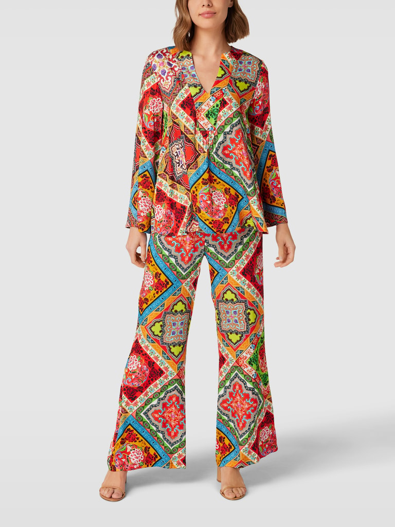 Risy & Jerfs Palazzo-broek met all-over motief, model 'Deia' in rood ...