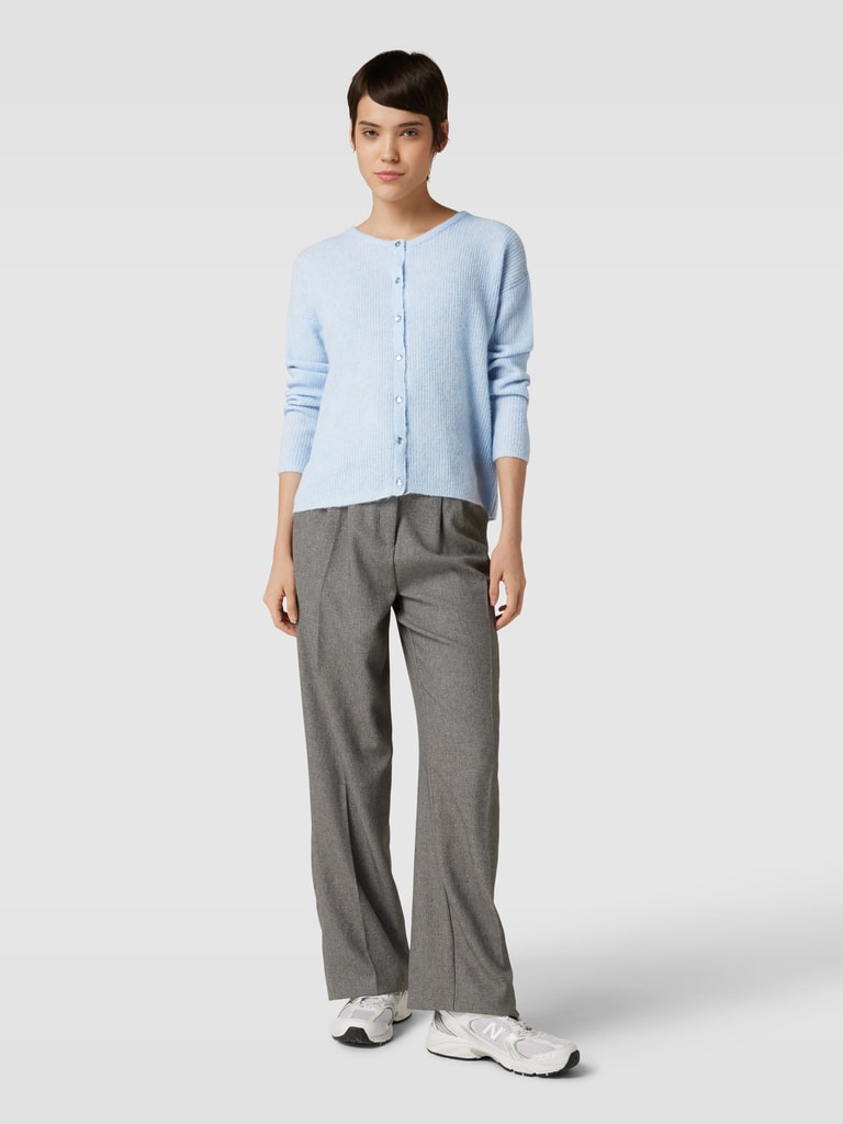 MOS MOSH Strickjacke mit Label-Applikation Modell 'Almine' (hellblau) online kaufen