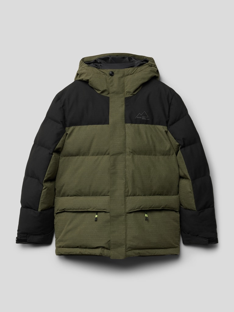 Kup online Killtec Pikowana kurtka z kapturem z nadrukiem z logo (khaki)