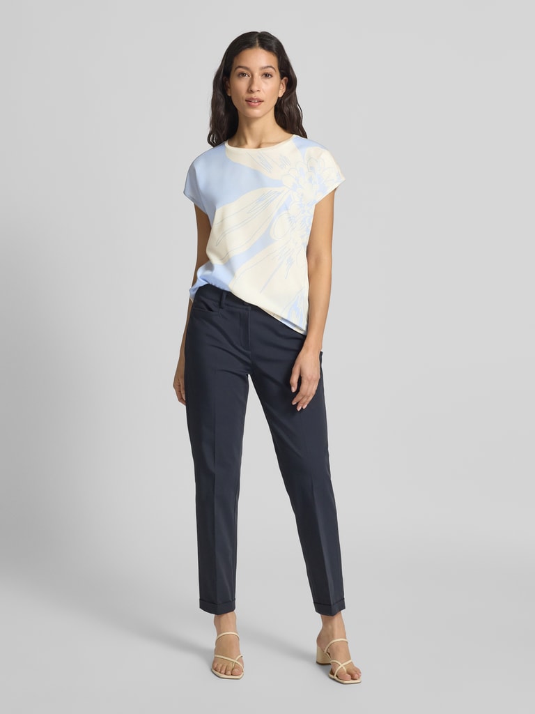 OPUS T-Shirt mit geripptem Rundhalsausschnitt Modell 'Samelie' (hellblau) online kaufen