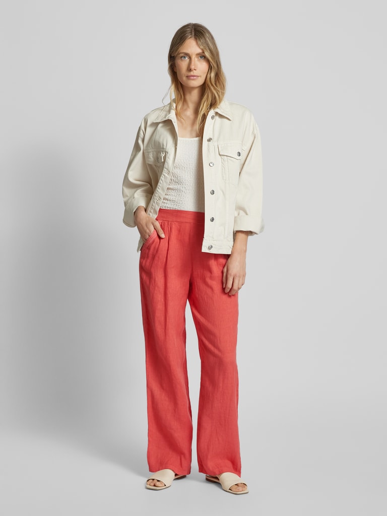 Heartkiss Regular Fit Leinenhose mit Spitzenbesatz (rot) online kaufen