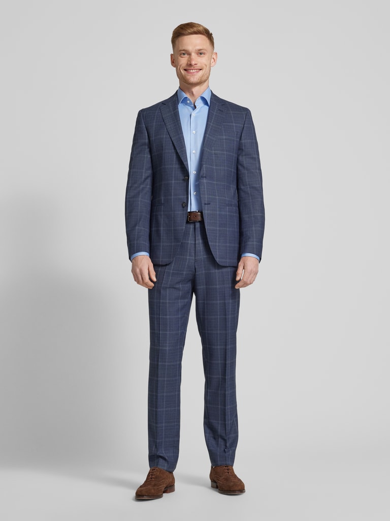 BOSS Slim fit colbert met rasterruit, model 'Huge' in marineblauw ...