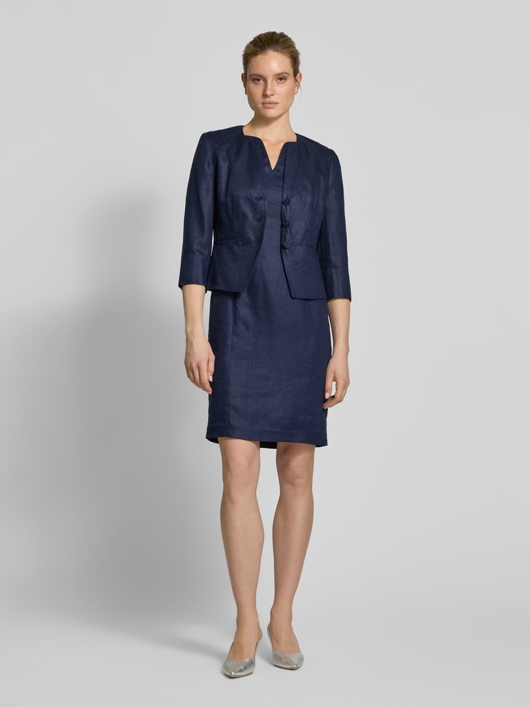 WHITE LABEL Knielanges Kleid mit V-Ausschnitt (marine) online kaufen