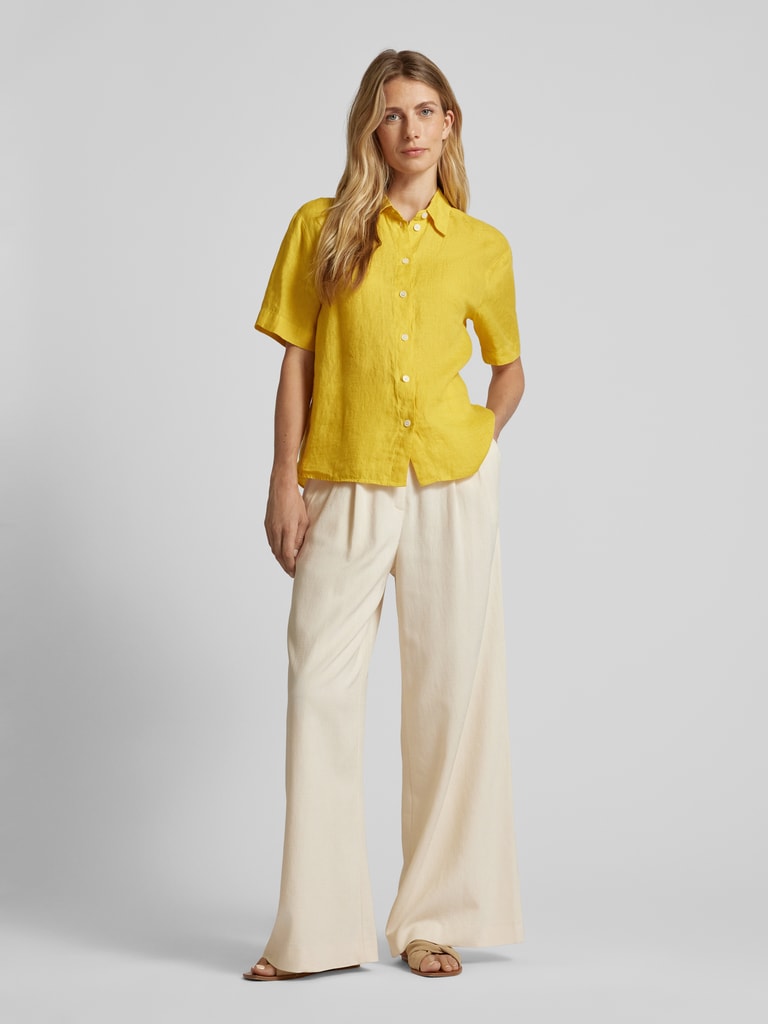 Seidensticker Linnen blouse met 1/2-mouwen, model 'Washer!' in geel ...