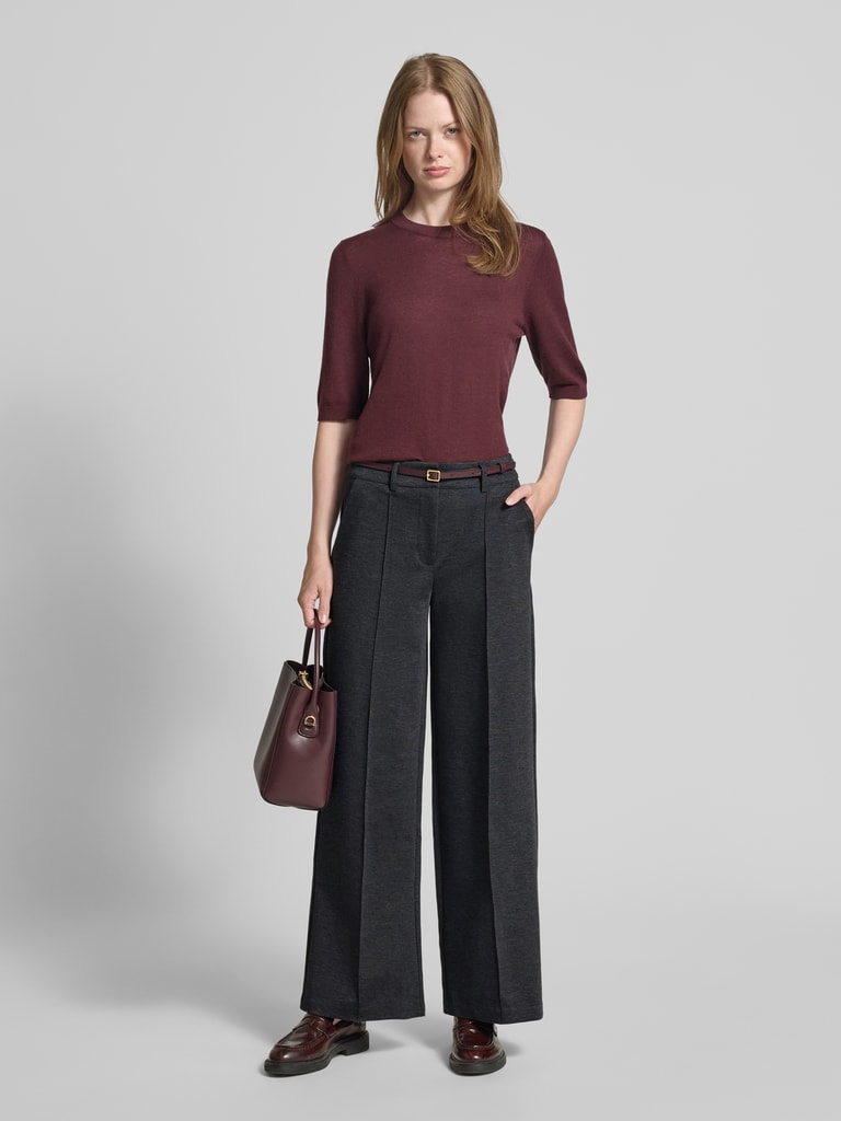 ICHI Wide leg stoffen broek met vaste persplooien, model 'KATE' in ...
